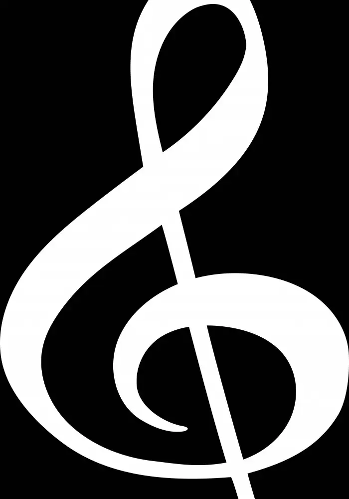 White Treble Clef Clip Art Outline Black And White Music Notes Clipart