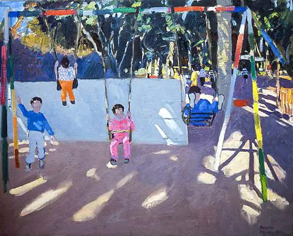 Andre Macara: Children Swinging | People | Contemporary art | Fine art ...