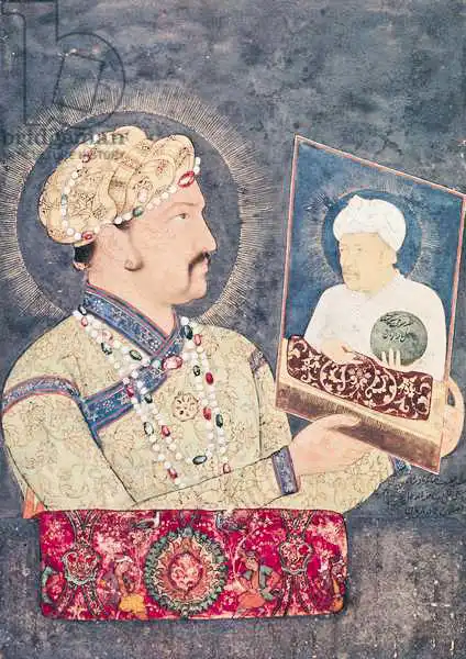 Indian school (18th century): Emperor Jahangir (1569-1627) holding a ...