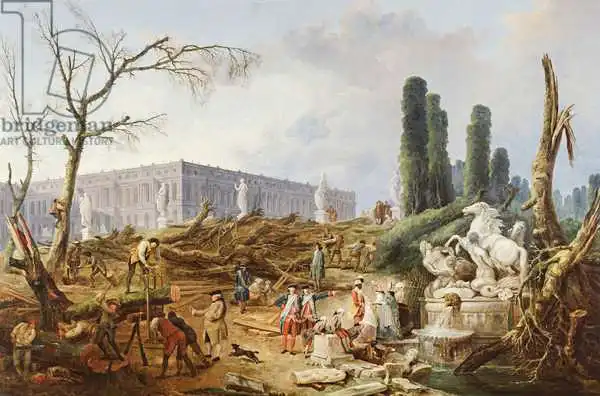 Hubert Robert: Tree Felling in the Garden of Versailles around the ...