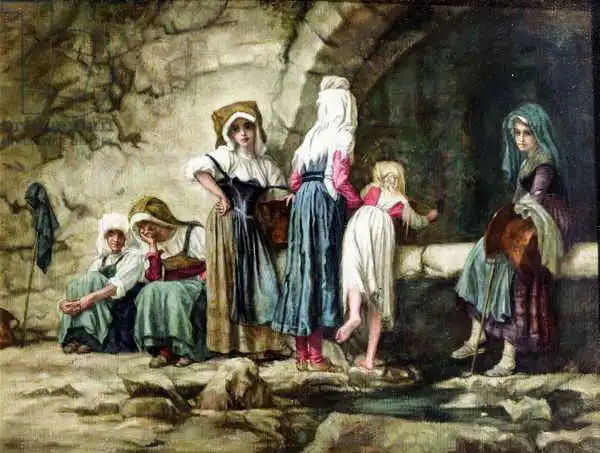 Antoine Auguste Ernest Herbert or Hebert: Peasants at a Fountain | Lidé ...